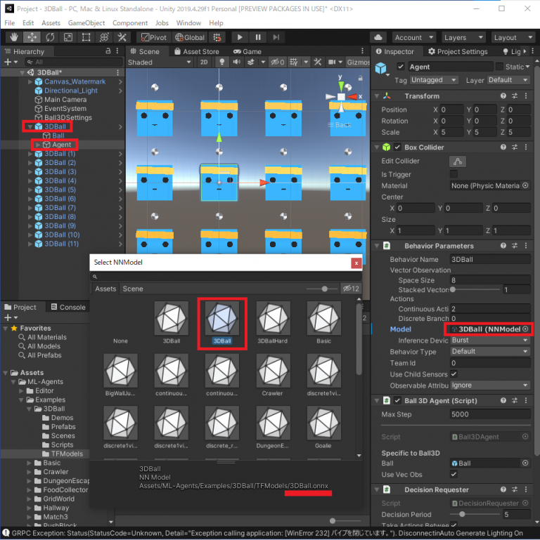 Unity ML-Agentsによる強化学習：サンプルプログラムを動かしてみる（3DBall編） - massie's programming