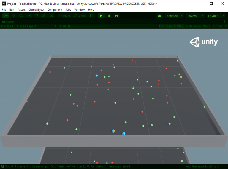 Unity ML-Agentsによる強化学習：サンプルプログラムを動かしてみる（FoodCollector編） - massie's programming