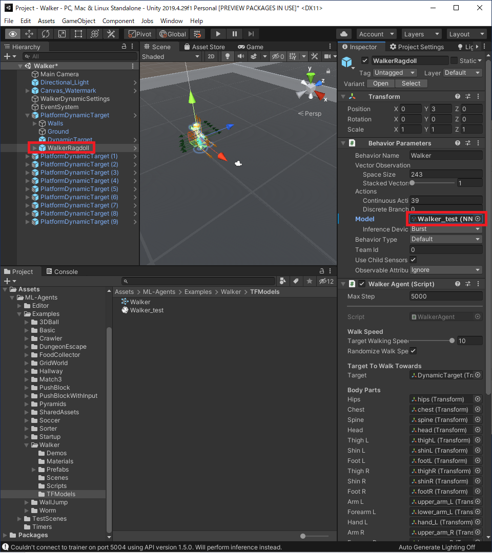 Unity ML-Agentsによる強化学習：サンプルプログラムを動かしてみる（Walker編） - massie's programming