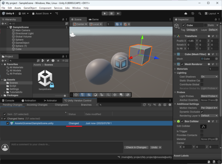 Unity：Unity Version Controlを使ってみる - massie's programming