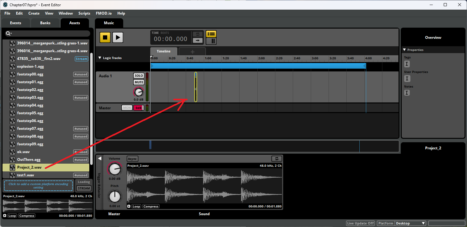 FMOD：FMOD StudioでビルドしたデータをFMOD APIで利用してみる - massie's programming