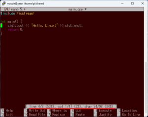 Raspberry Pi Zero：nanoコマンドを使ってみる - massie's programming